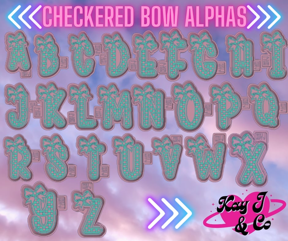 Checkered Letters With A Bow | Kay J and Co.